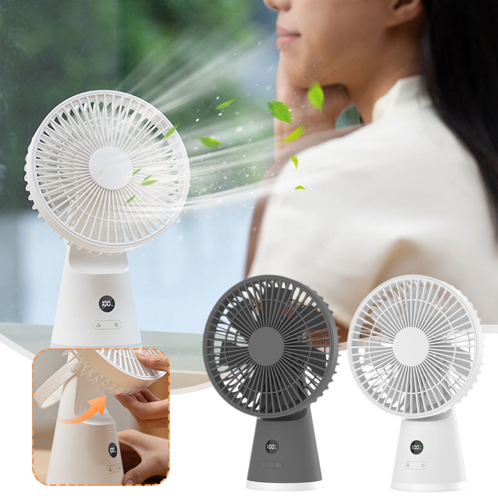 USB Desktop Fan with Digital Display and Night Light for Students ...