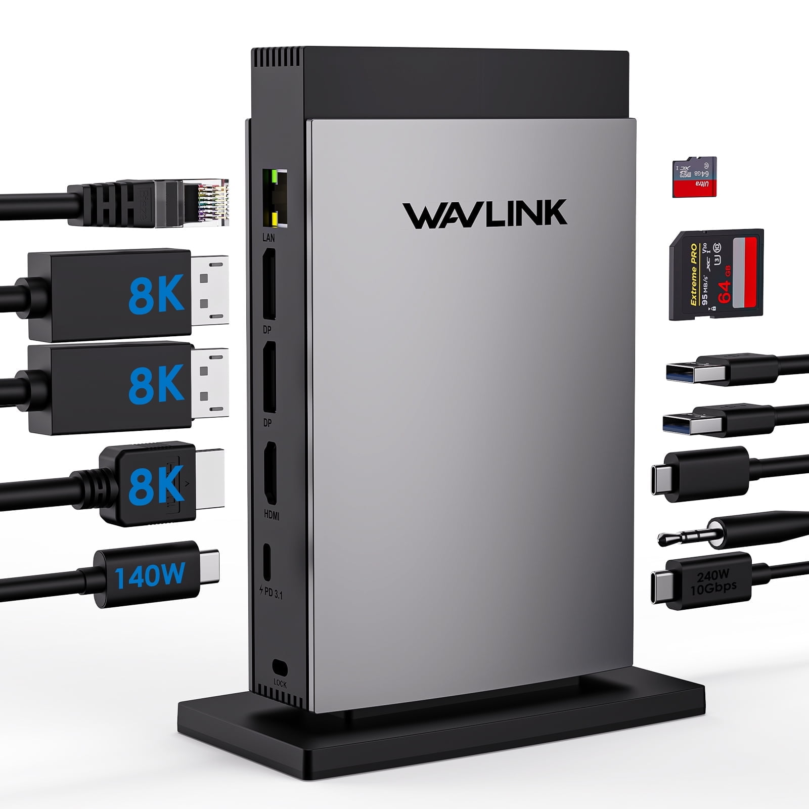 USB Dock Station, Triple Display Dock 125W Charge with 8K DisplayPort ...