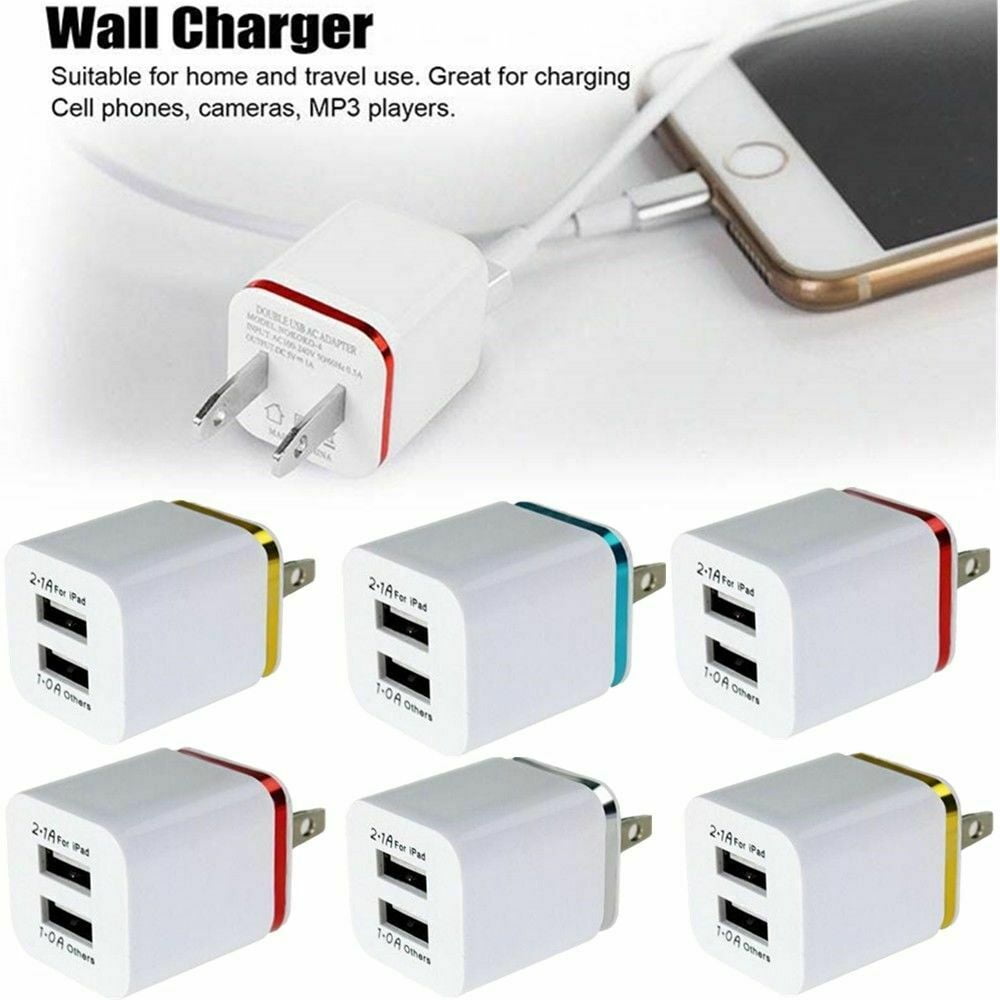 USB Double Wall Fast Charger Adapter 1A 2A 5V for Android / Galaxy ...