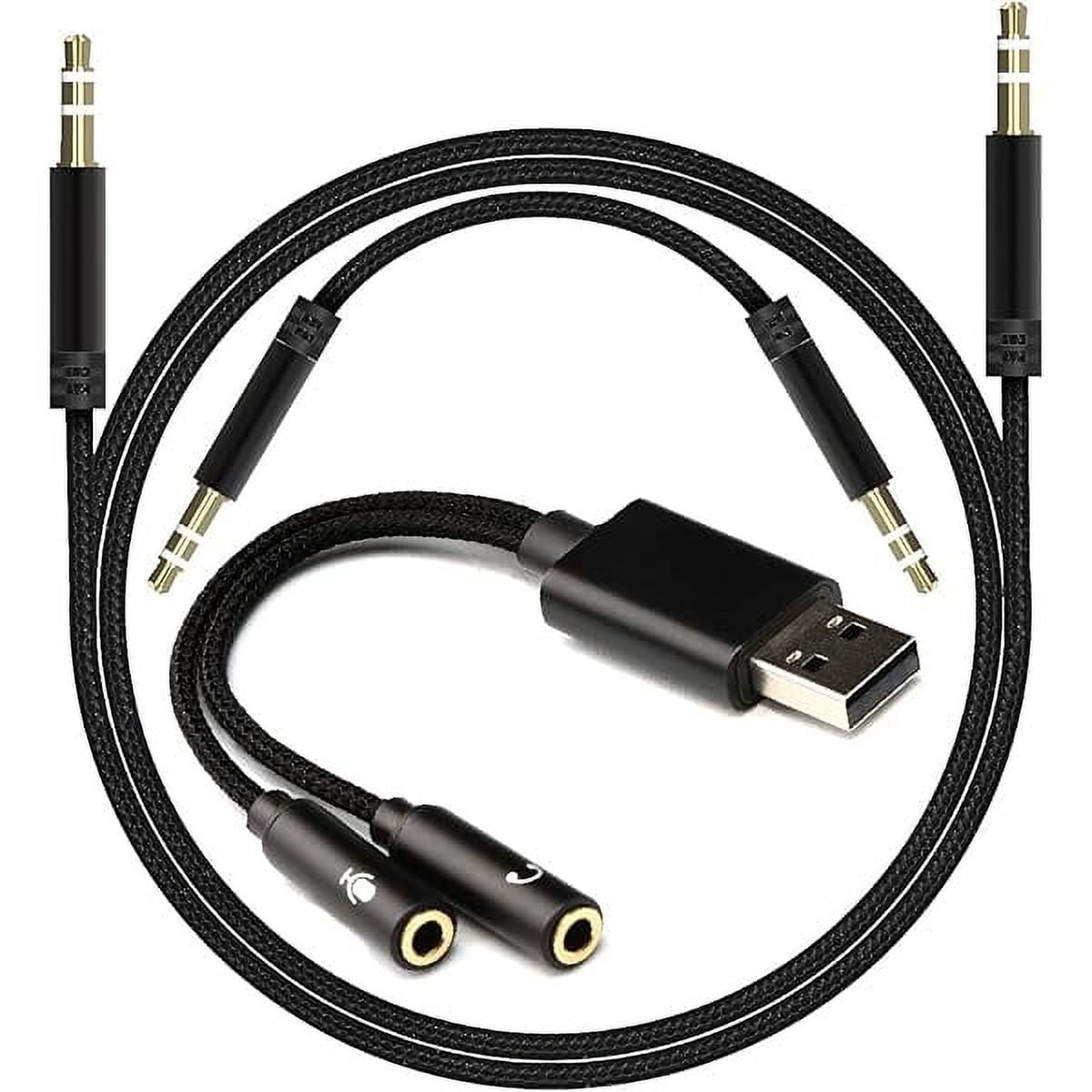 USB to Dual 3.5mm Audio Jack Adapter, Mic-Supported Headphone Adapter ...