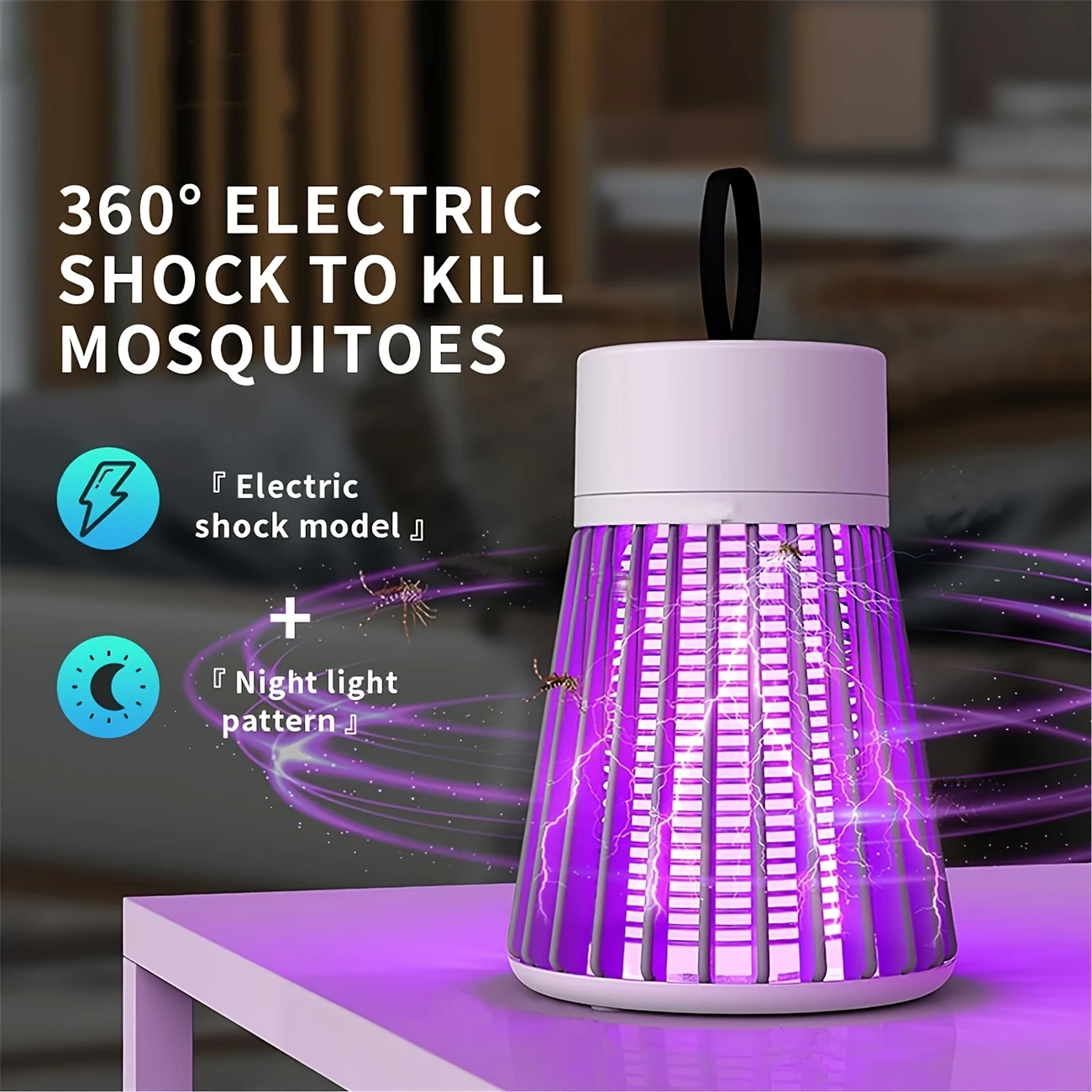 USB Electric Bug Zapper Lamp – Indoor Mosquito & Fly Trap Killer, LED ...