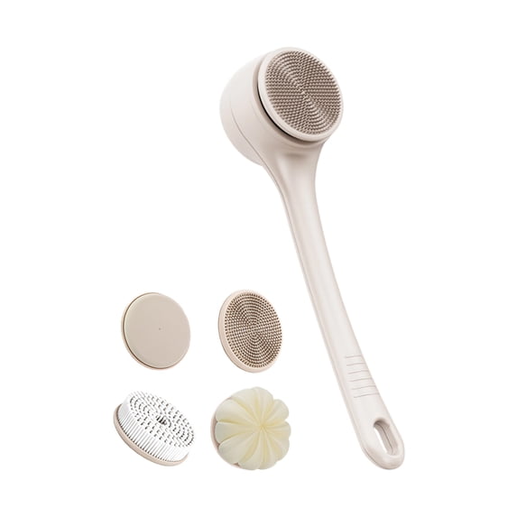 USB Electric Long Handle Bath Brush 4 Interchangeable Head Electric ...