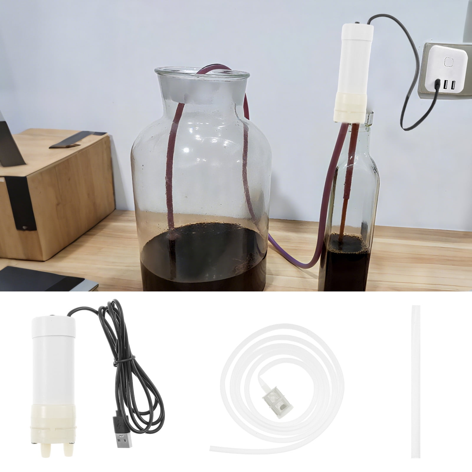 USB Electric Wine Pump DC 5V Portable Safe Self Priming Beer Transfer ...