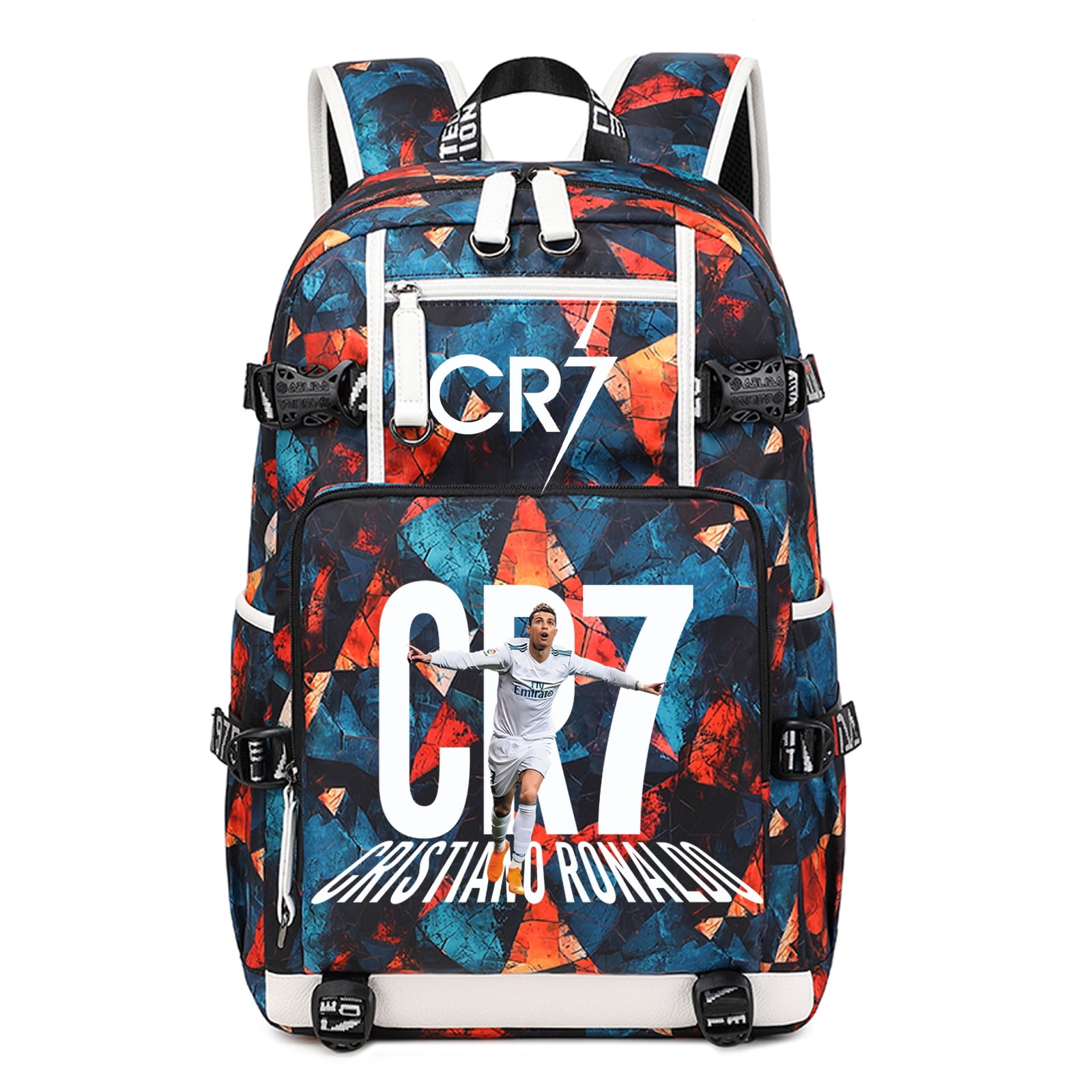 USB Enabled Backpack Cristiano Ronaldo Design Waterproof For School ...