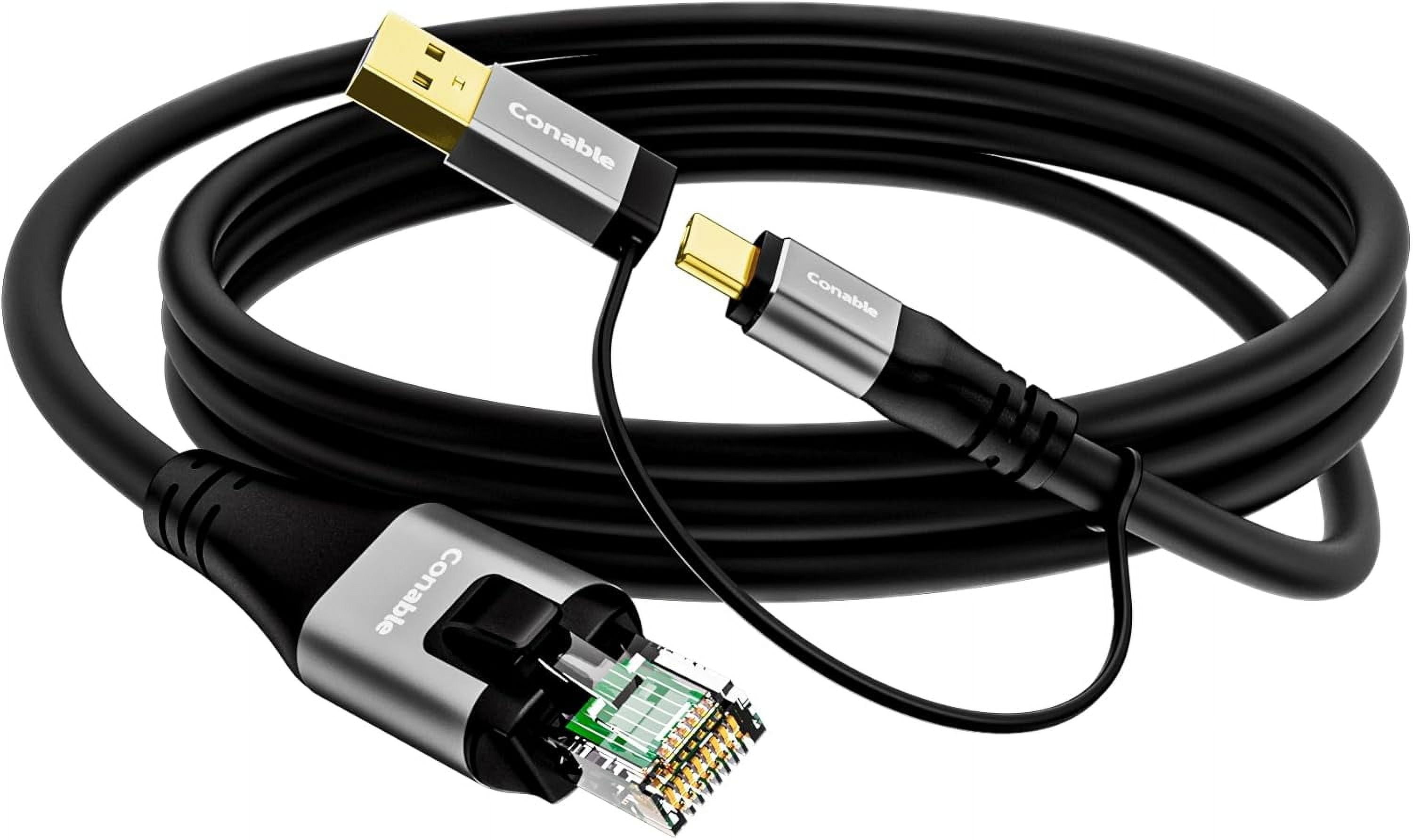 USB to Ethernet Cable 8 FT, USB-C & USB-A Port Two in One, USB C to ...