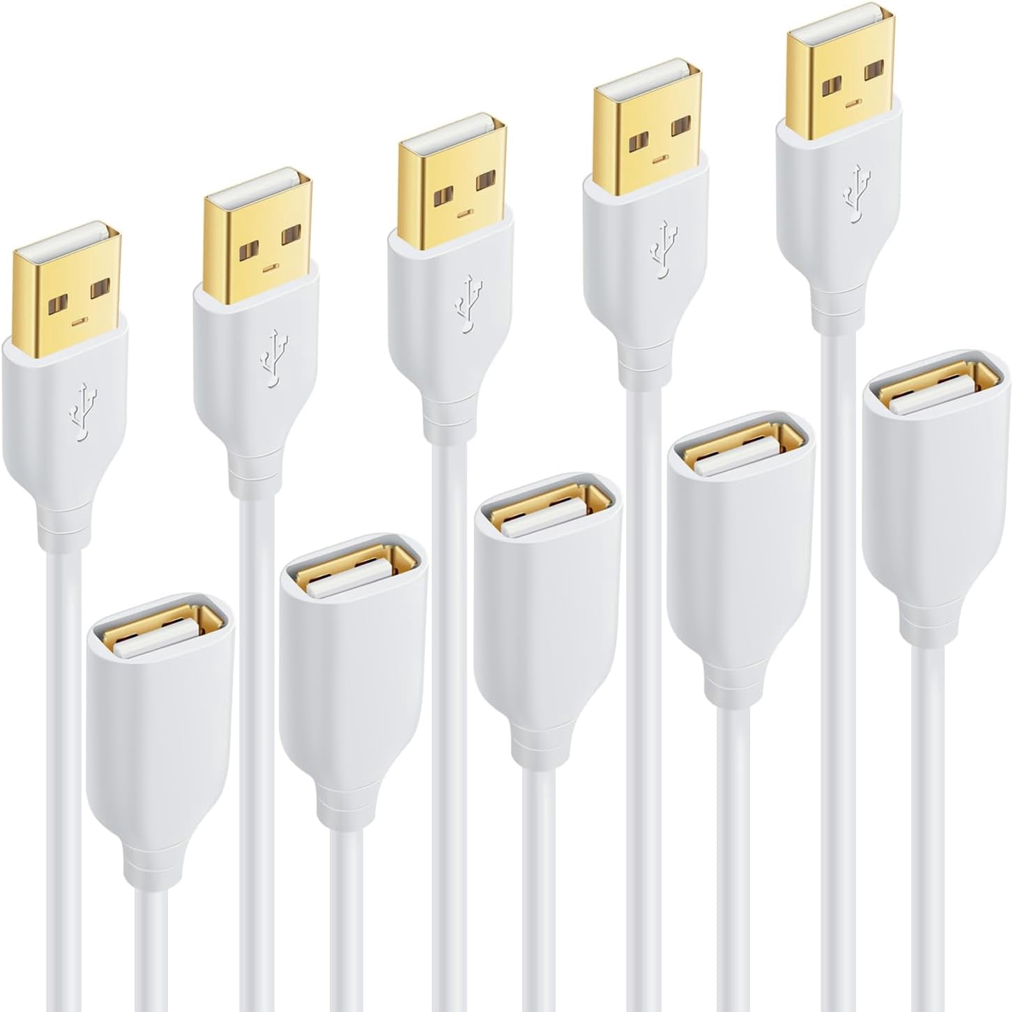 USB Extension Cable, [5Pack] 10 ft Extra Long Type A Male to Female USB ...