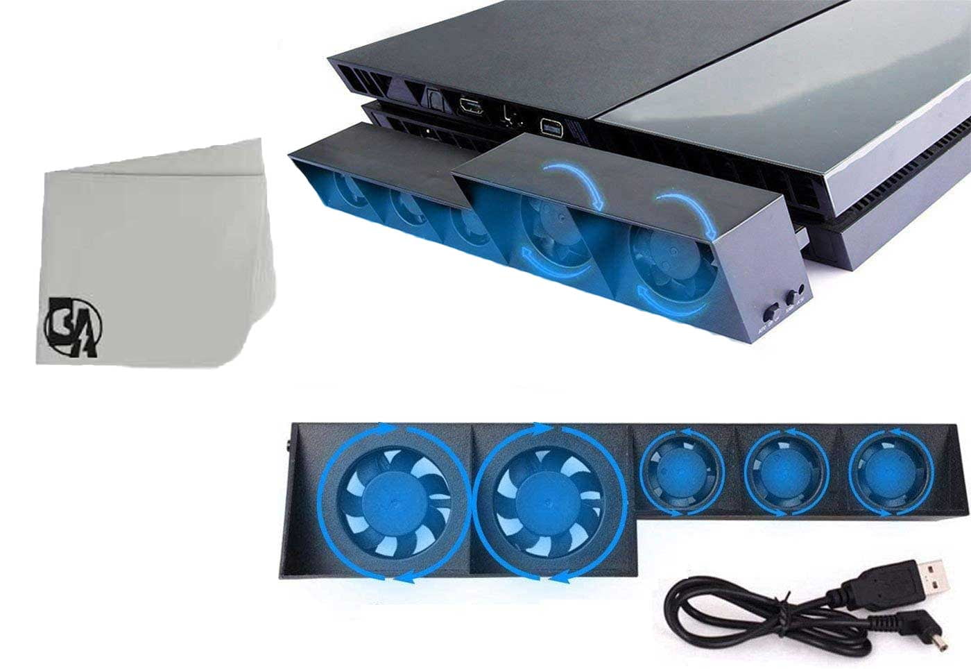 USB External Cooler 5 Fan Turbo Temperature Control Cooling Fans for ...