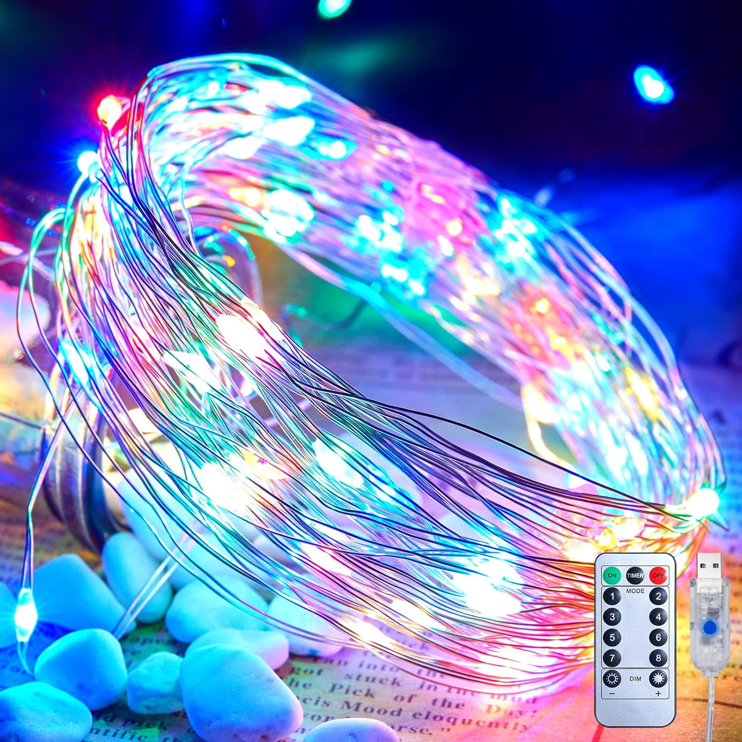 USB Fairy Lights Plug in, 66Feet 200 LED Twinkle String Lights with ...