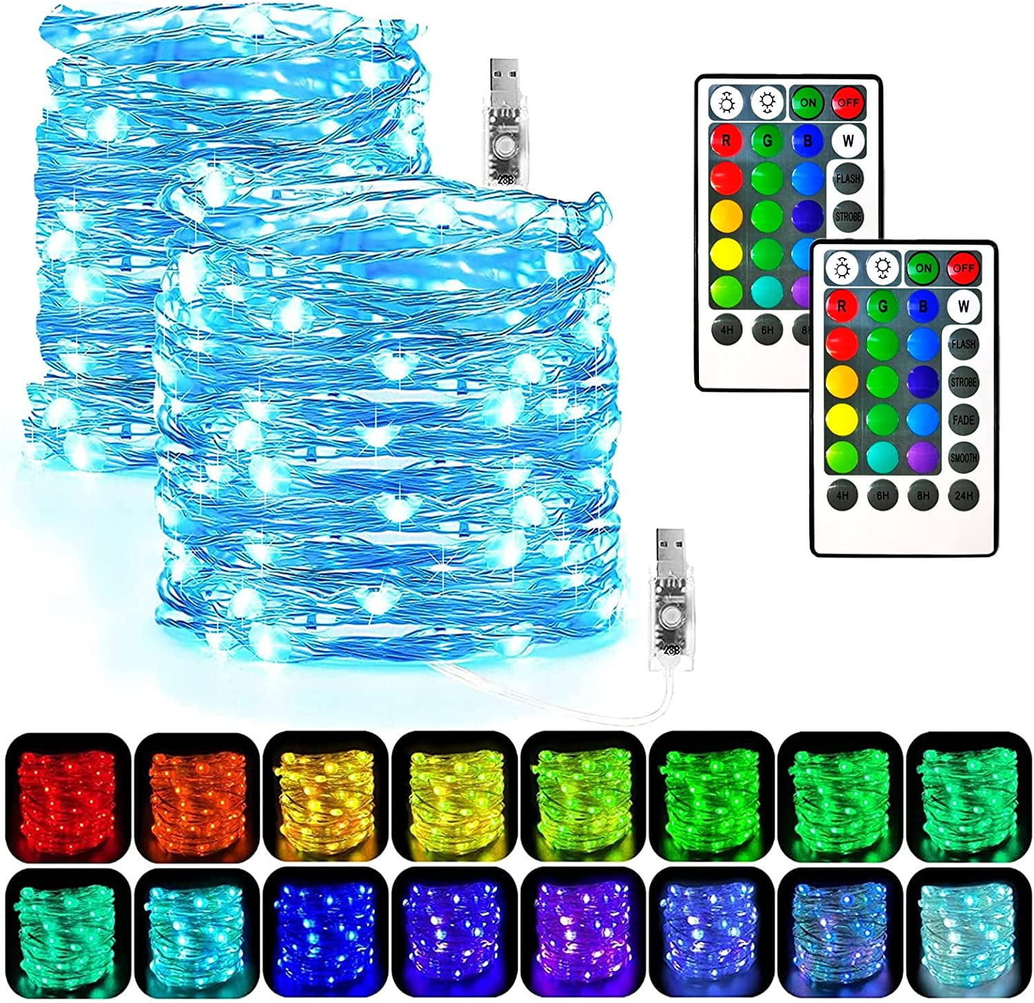 Walmart USB Fairy String Lights, 2 Pack 50 LEDs 16 Colors, XMAS LED ...