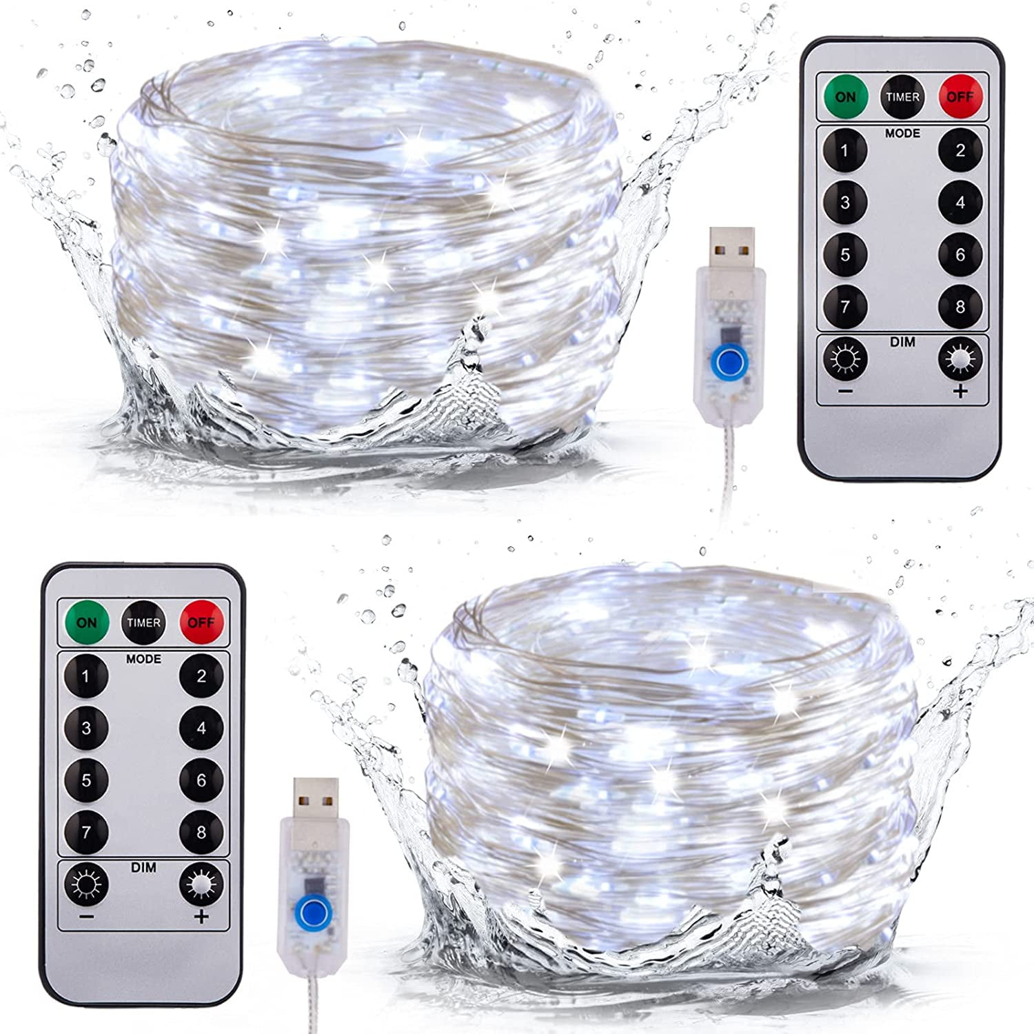 USB Fairy String Lights 66ft 200 LED Fairy Lights Plug in 8 Modes ...