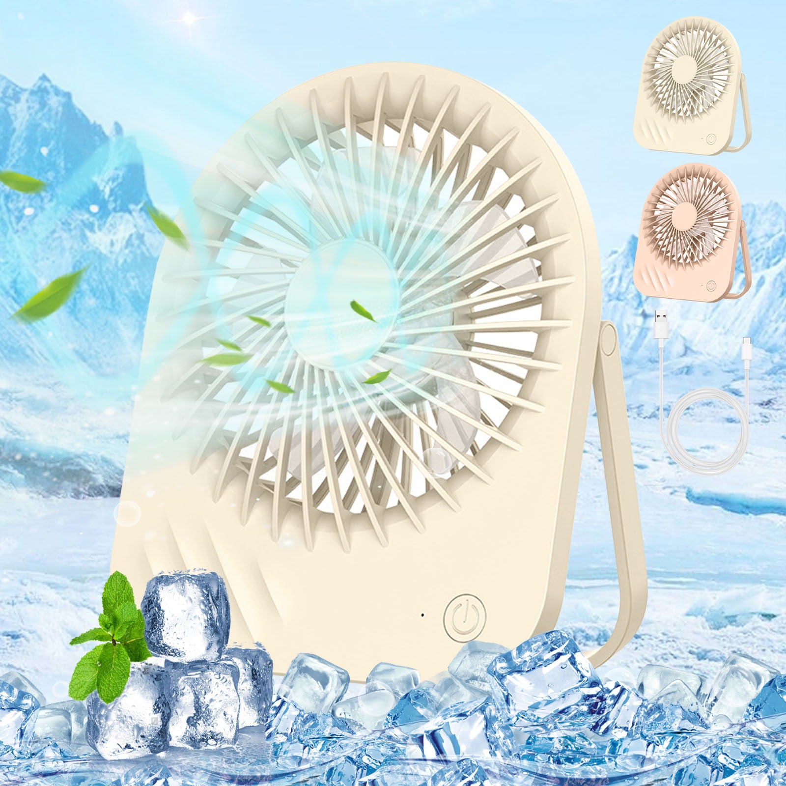 USB Fan, 7-Inch Desk Fan, 3-Speeds Adjustable, Foldable Design, Quiet ...