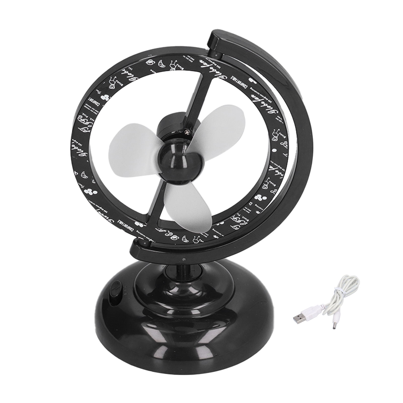 USB Fan Black Mini 90 Degree Free Rotation Strong Wind Cooling ...