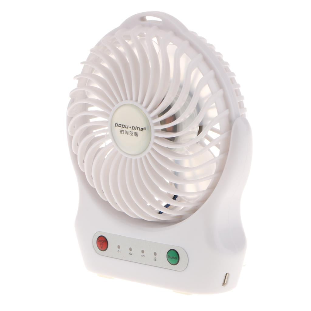 USB Fan Mini Portable Desk/Hand Cooling LED 3 Fan - White - Walmart.com