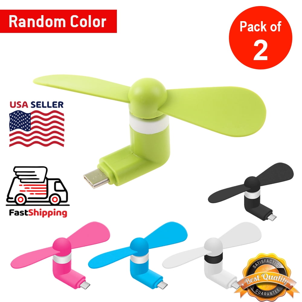 2 USB Fan, USB Type C Fan, Mini Portable Type C Phone Fan Compact Dock ...