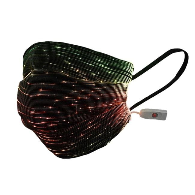 USB Fiber Optic Light Up Multi Color Face Mask in Black Rectangle ...