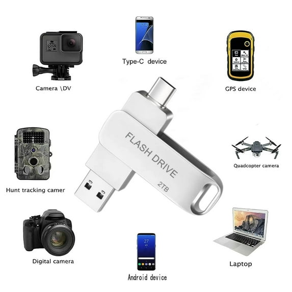 USB Flash Drive 2T/2000G Dual Drive Thumb Drive for Mobile/Tablet/PC ...