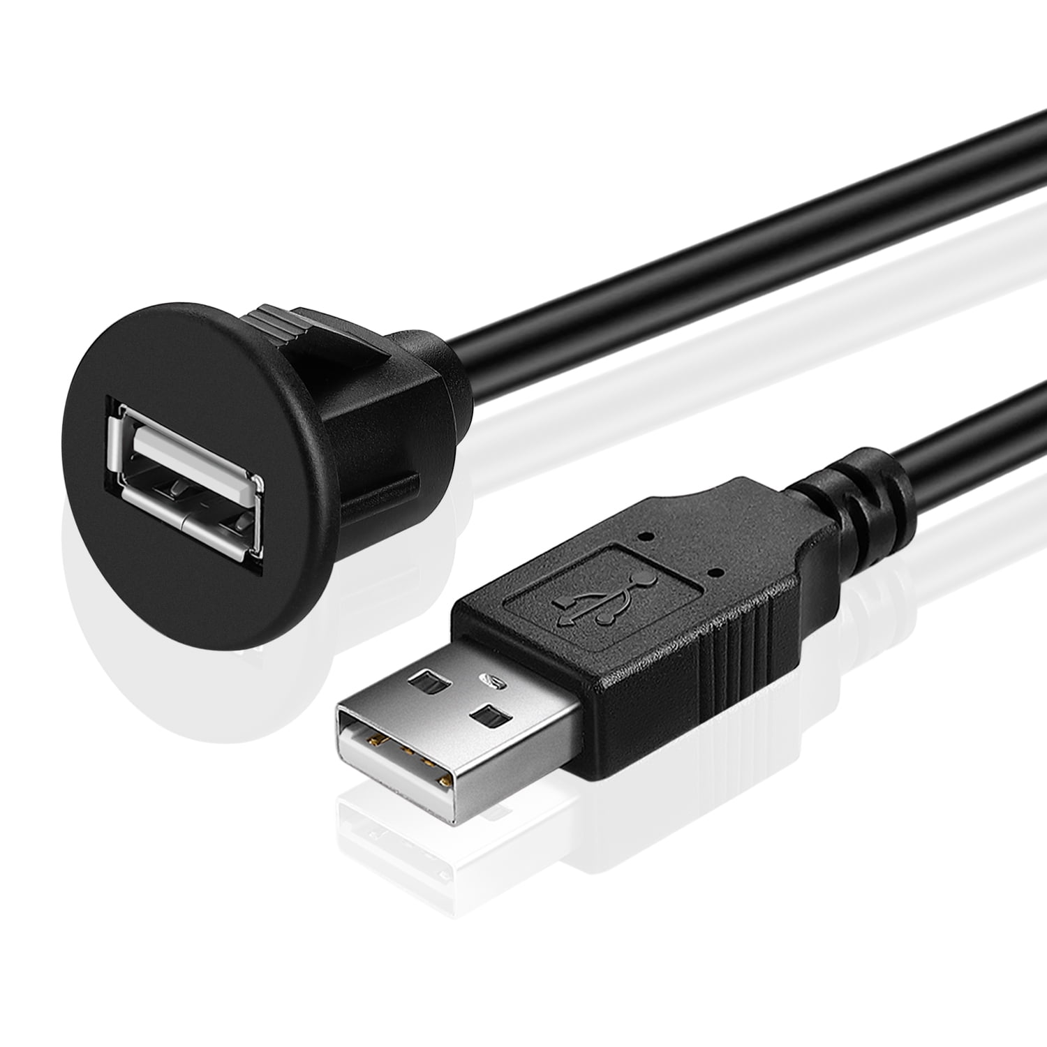 USB Flush Mount Cable with Buckle- Dashboard Panel Dash Mount 1 Port ...