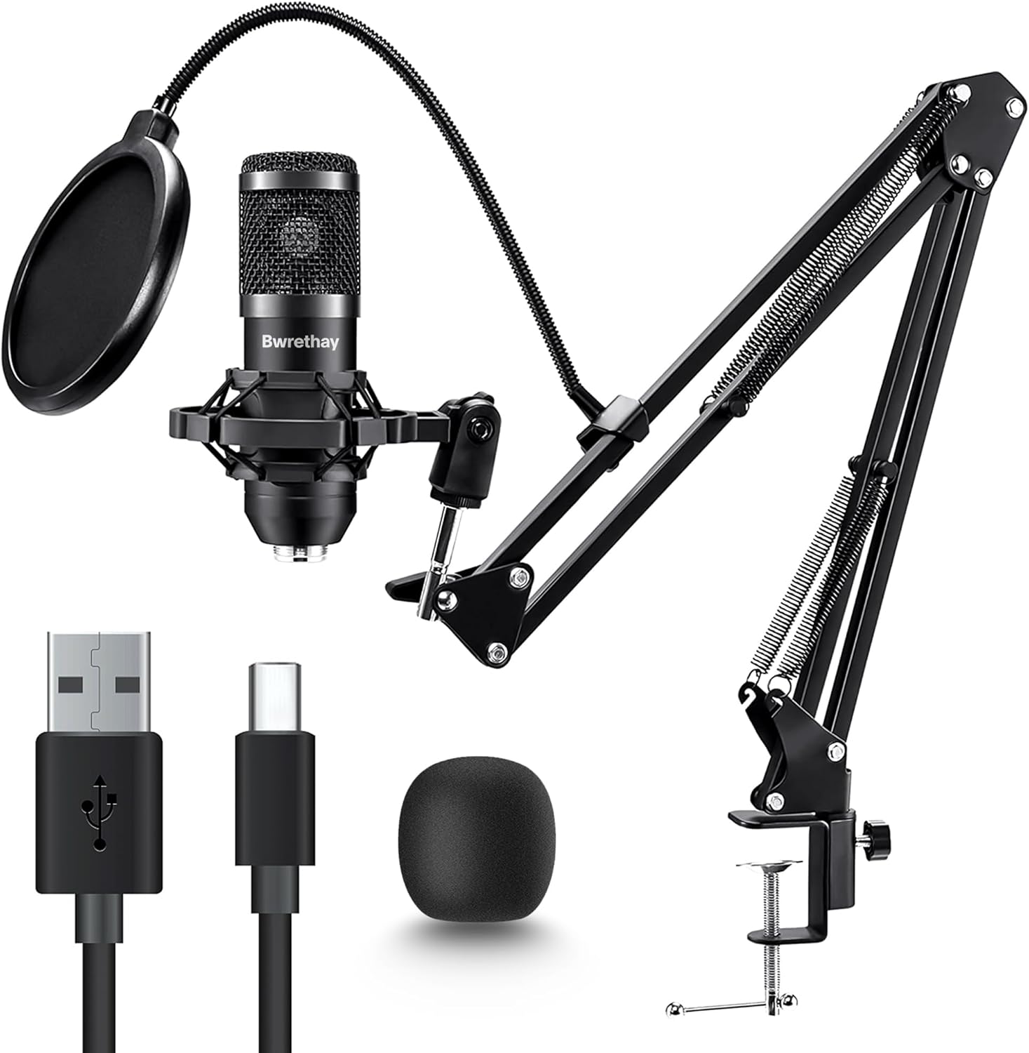 USB Gaming Microphone PC,Professional Cardioid 192kHz/24Bit Plug & Play ...