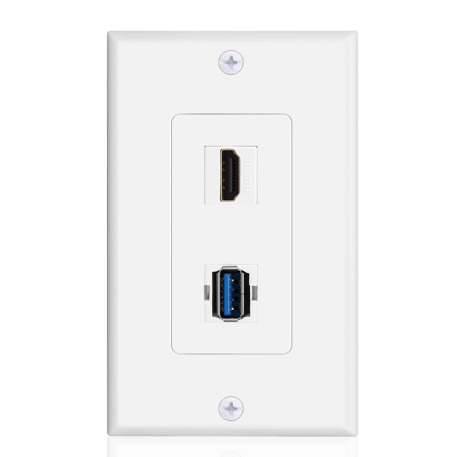 USB HDMI Outlet Wall Plate - USB 3.0 Charger & HDMI Port Receptacle for ...
