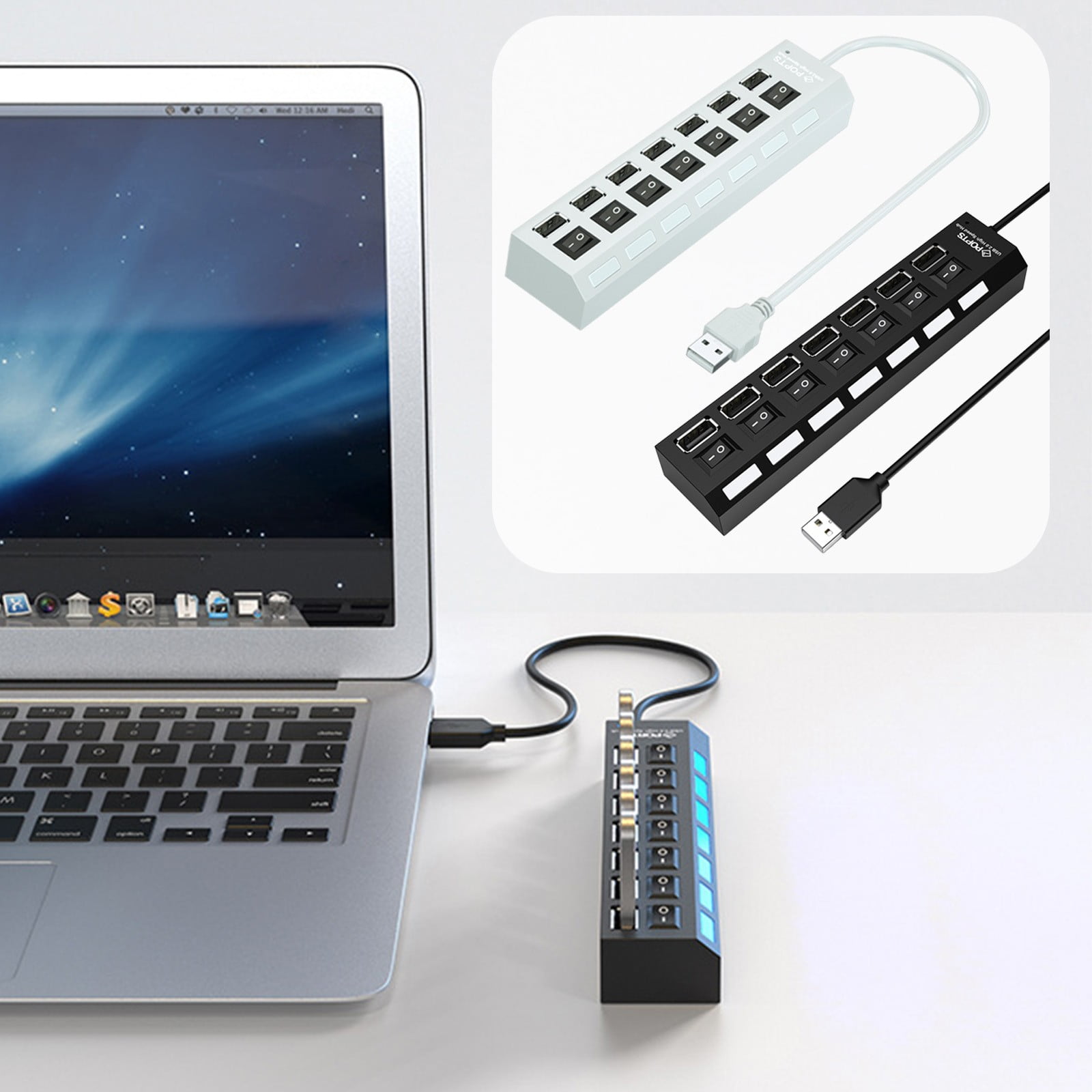 USB HUB 2.0 7 Port Multiple Expander With Multi USB Splitter Hub Use ...