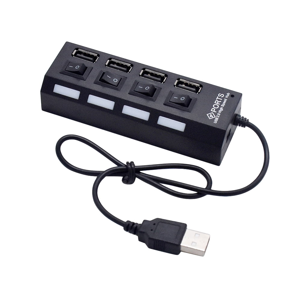 USB HUB 4 Sockets Independent Switch USB 2.0 Divider(Black) - Walmart.com