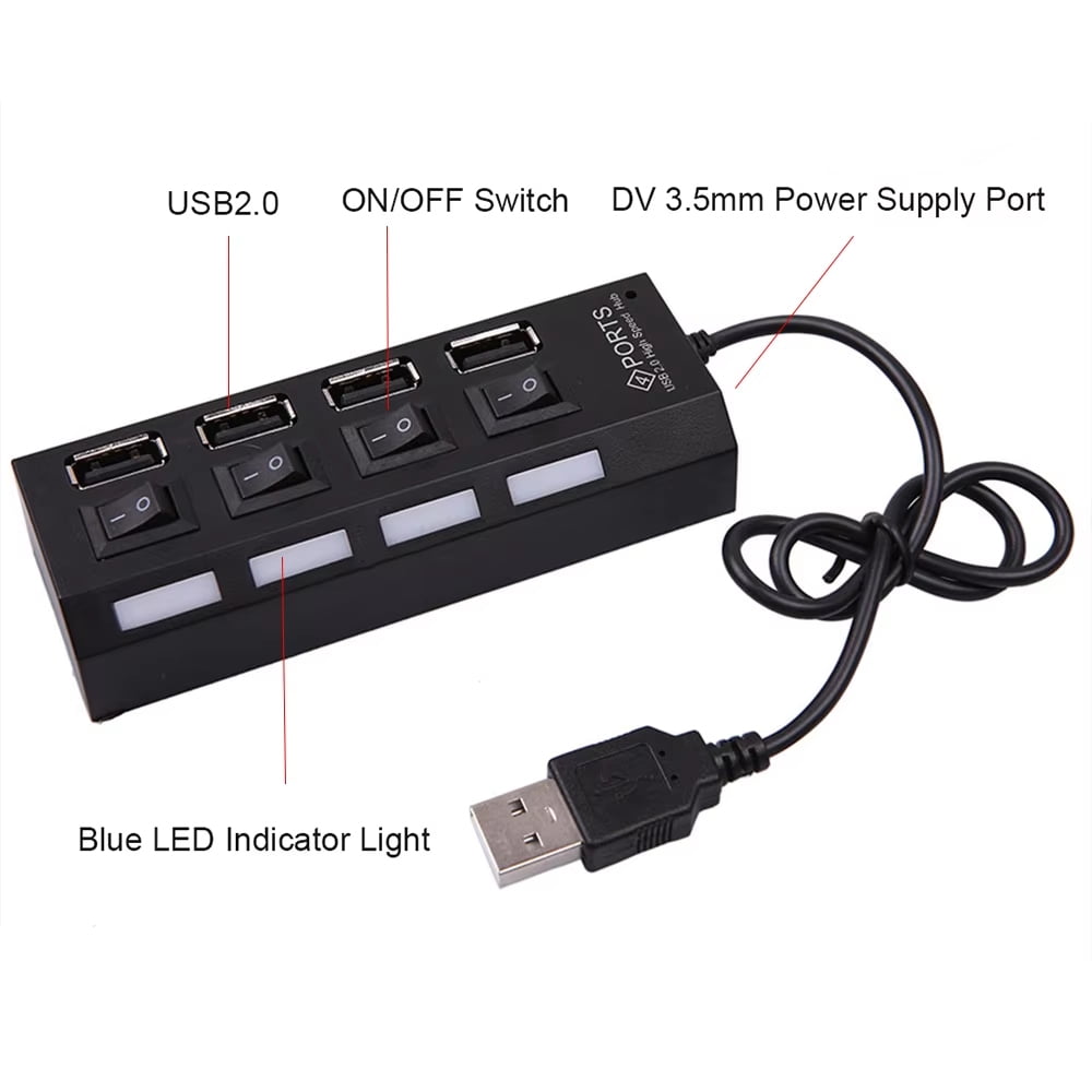 USB HUB USB 2.0 Switch USB Hub 3.0 Adapter High Speed Multi Four Ports ...