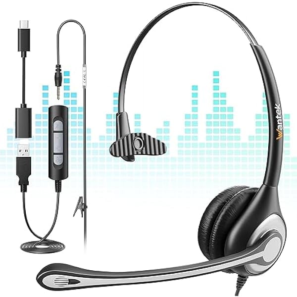 USB Headset with Microphone for PC,Laptop,3.5mm/USB/Type-C Jack 3-in-1 ...