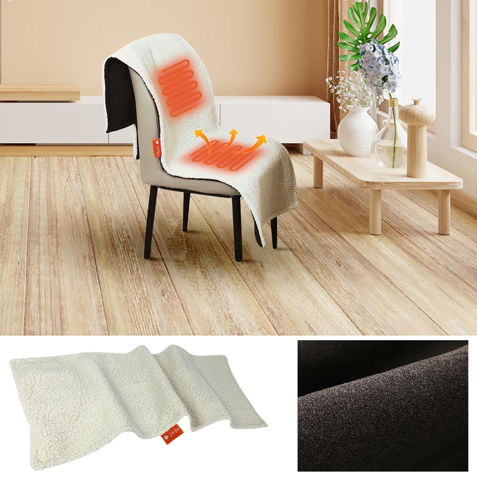 USB Heated Blanket Seat Cushion, 2-in-1 Portable Electric Warming ...