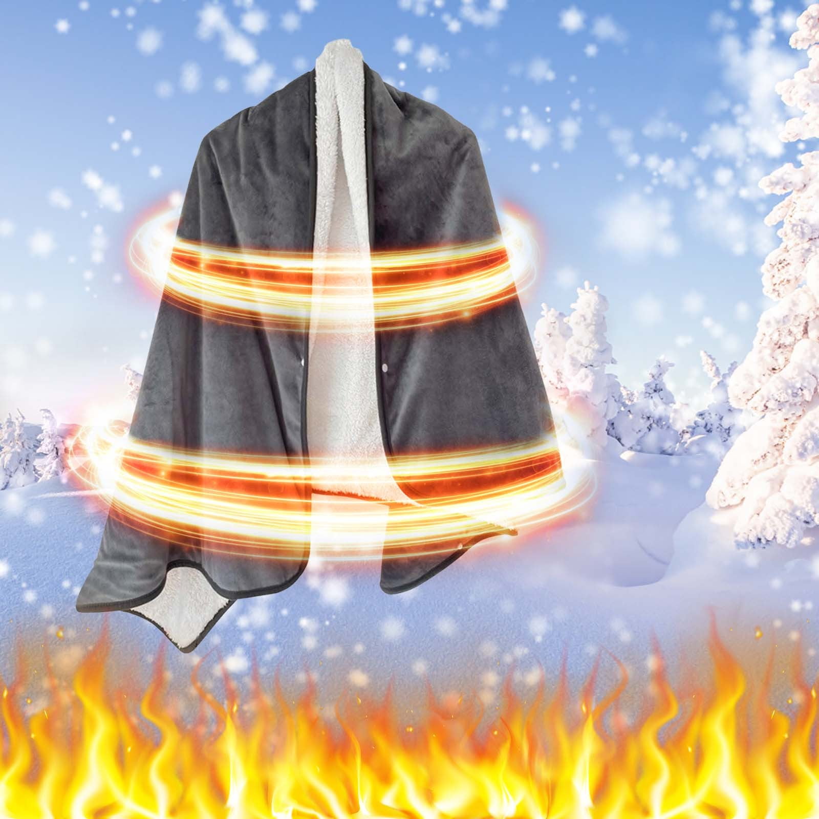 USB Heated Blanket Wearable Portable Heated Shawl with Zipper Battery ...