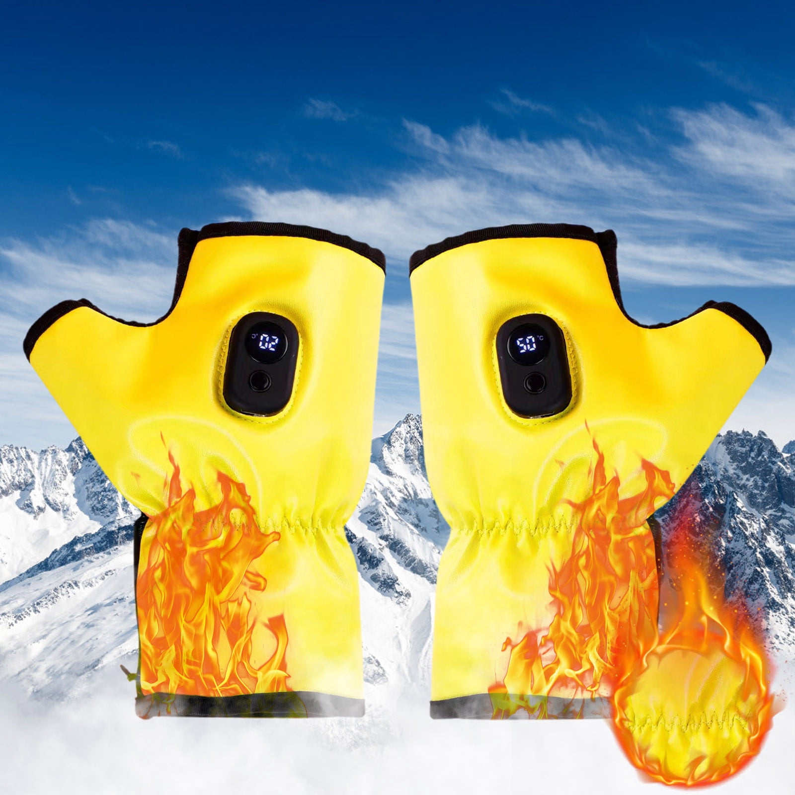 USB Heated Gloves, 1800mAh Wireless Winter Heating Gloves, Double-Sided ...