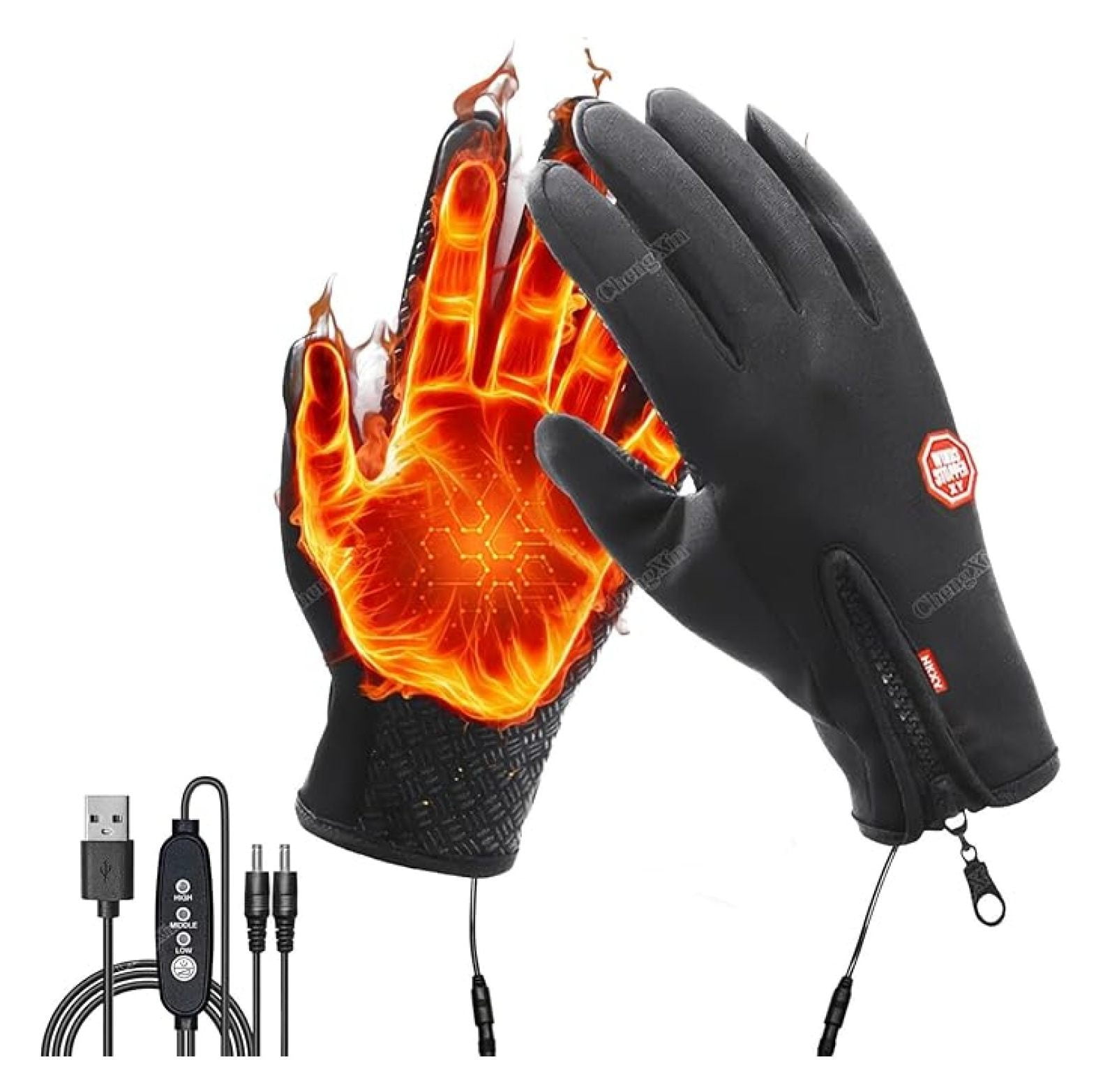 USB Heated Gloves, Double-Sided Heating with 3 Temperature Settings, 1 ...