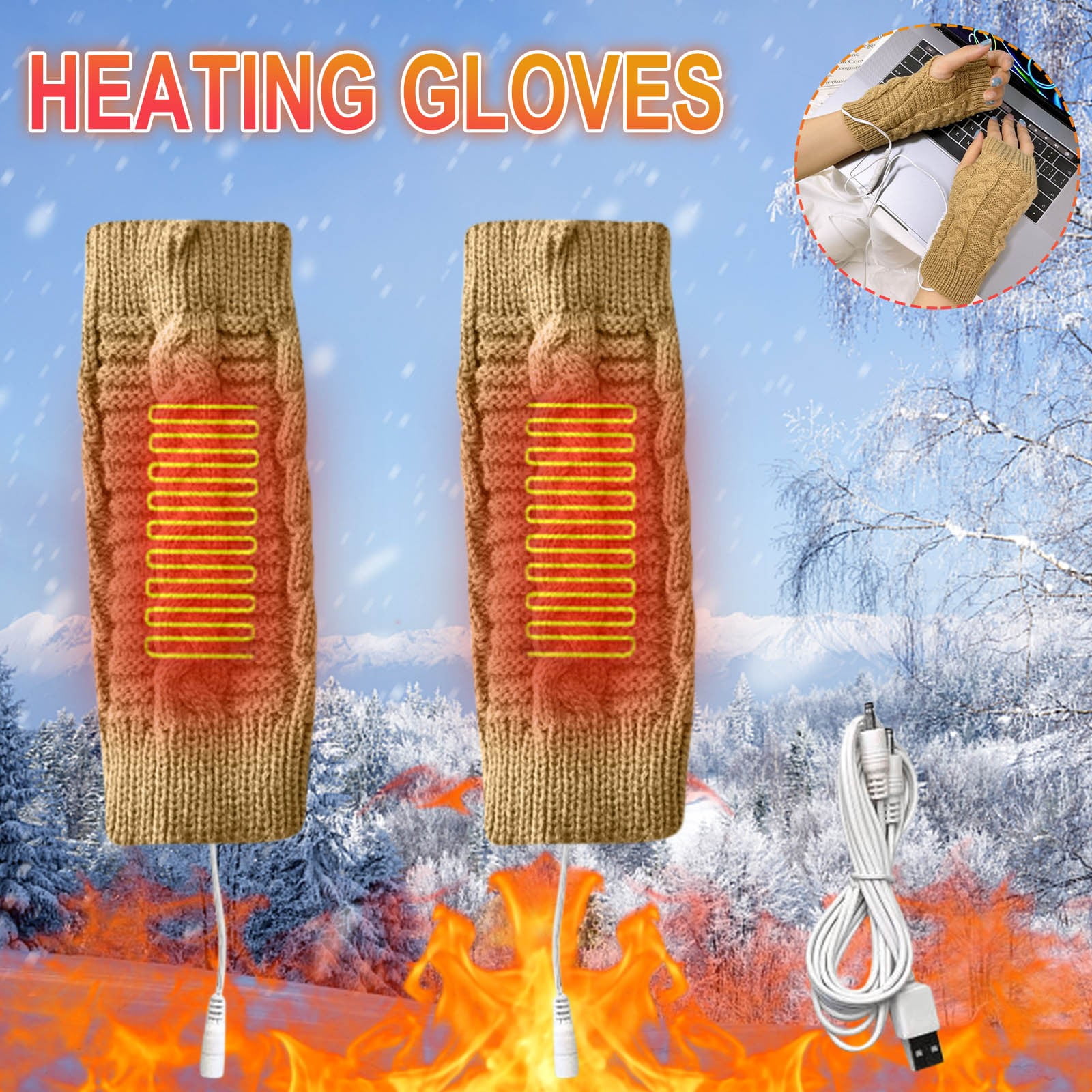 USB Heated Gloves Electric Heated Mittens Outdoor equipment Women ...