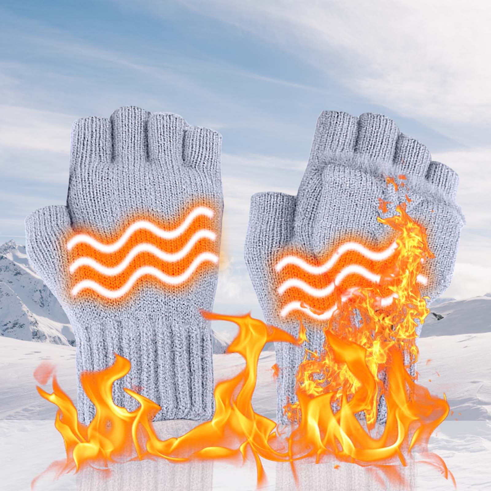 USB Heated Gloves Mitten Full & Half Fingerless Heated Gloves for Men ...