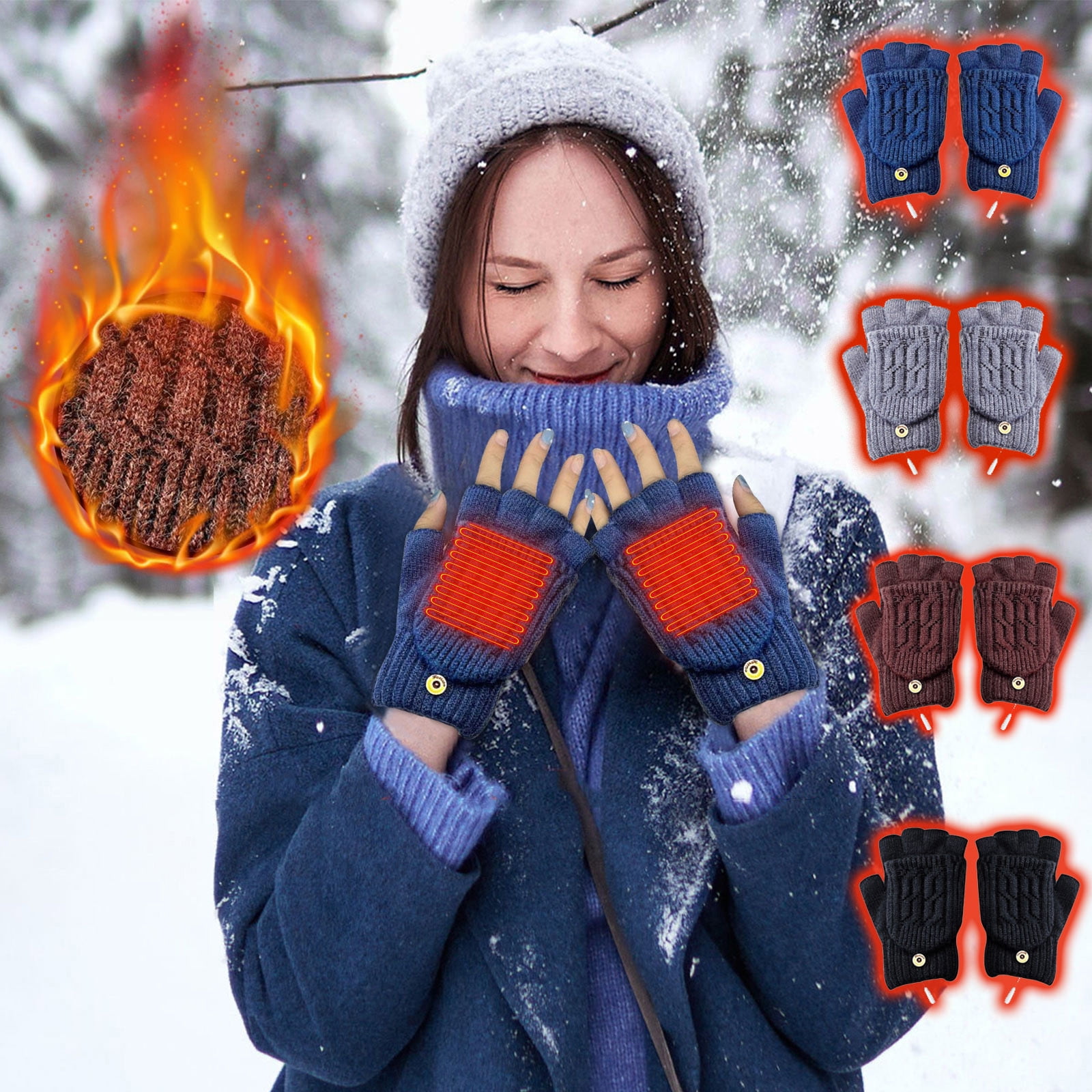 USB Heated Gloves, Rechargeable Heated Mittens for Women Men, Double ...