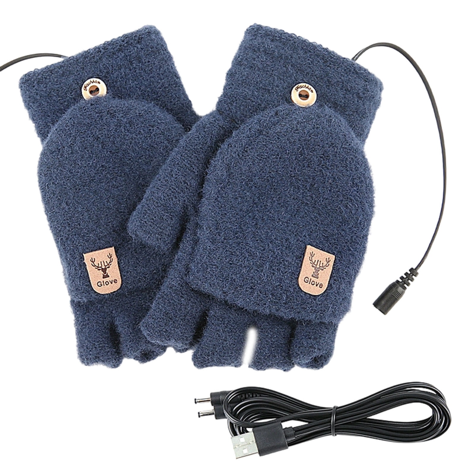 USB Heated Gloves for Cold Weather Thermal Wear with Half Finger Flip ...