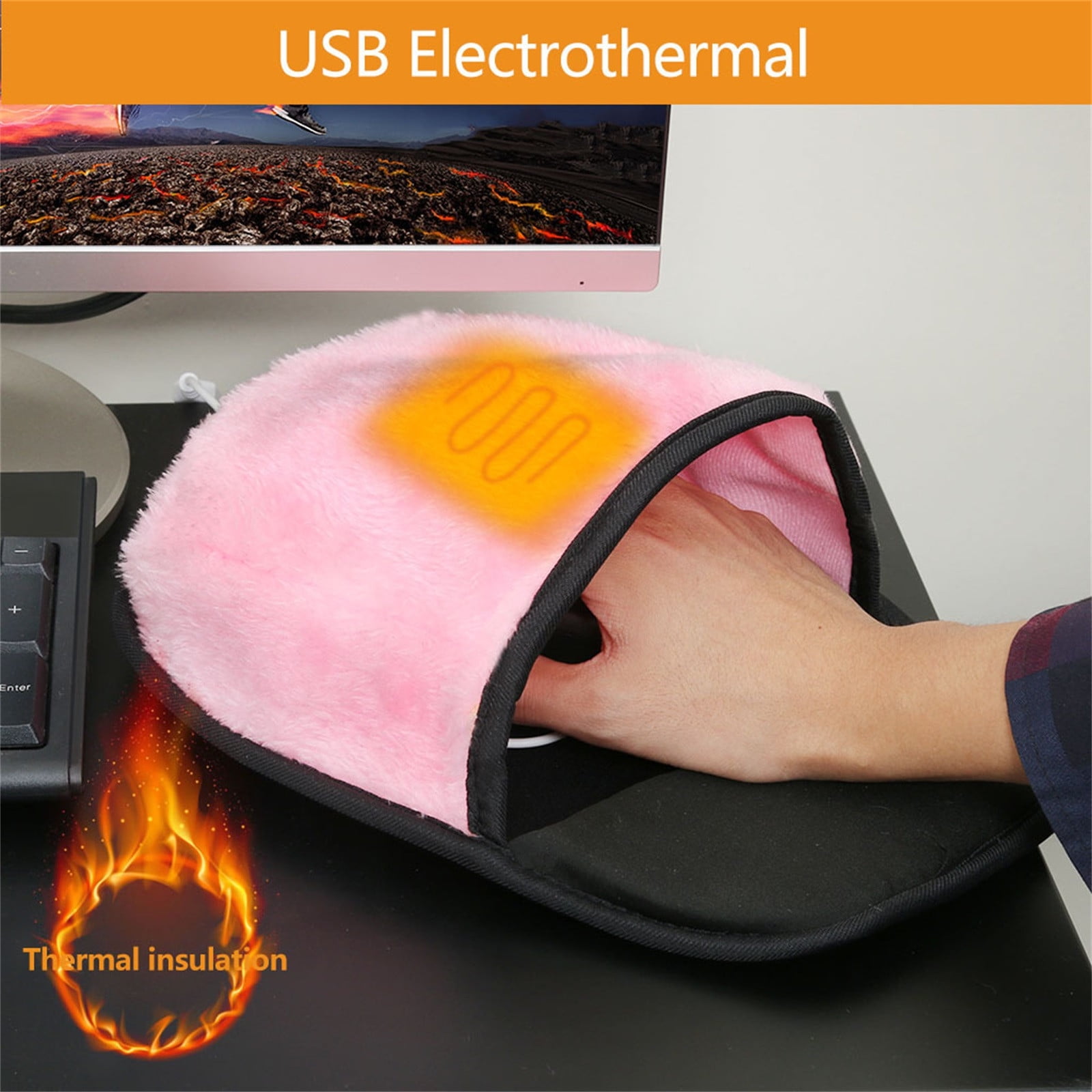 USB Heated Mouse Pad Mouse Hand Warmer with Wristguard Warm Winter ...