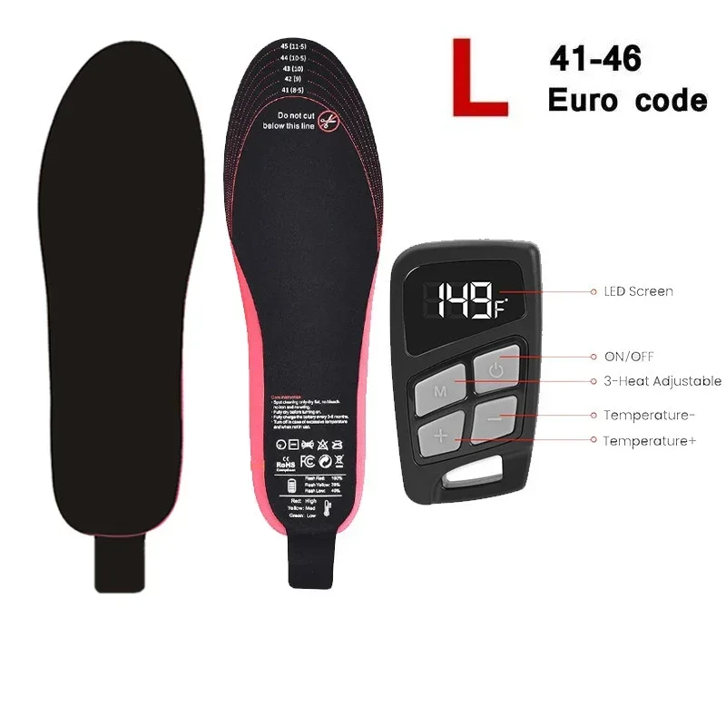 USB Heated Shoe Insoles Feet Warm Sock Pad Mat Wireless Temperature ...
