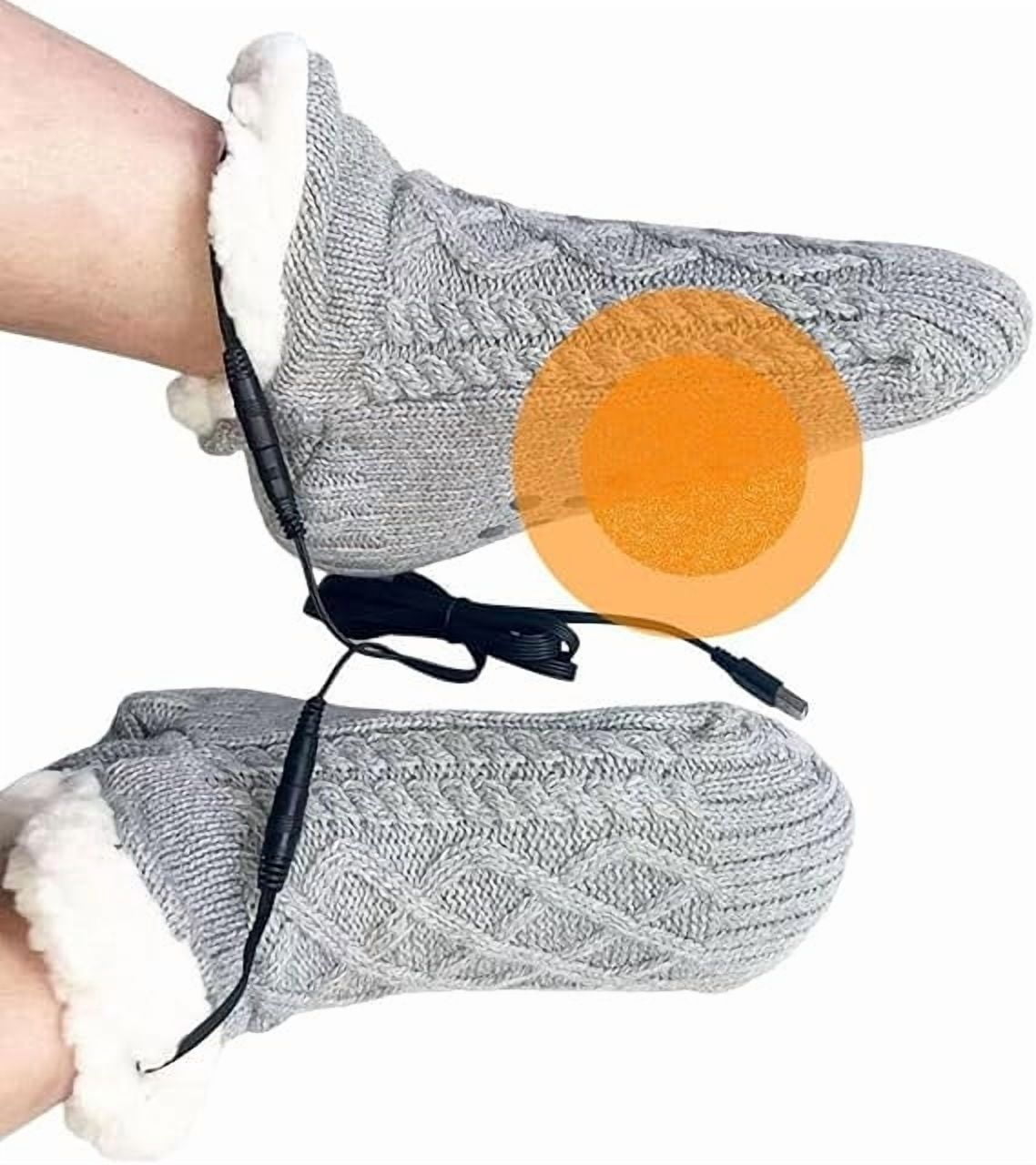 USB Heated Slipper Socks for Men and Women, Indoor Foot Warmers with 40 ...