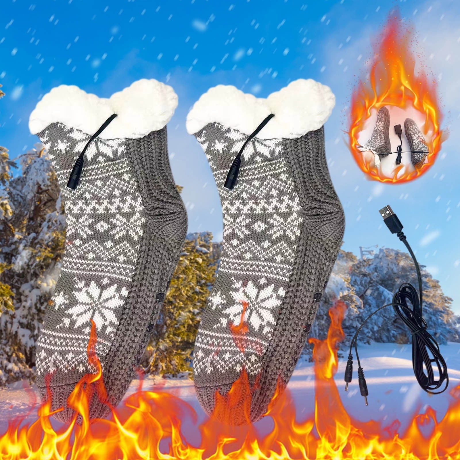 USB Heated Socks for Men & Women | Rechargeable Battery-Powered Warm ...