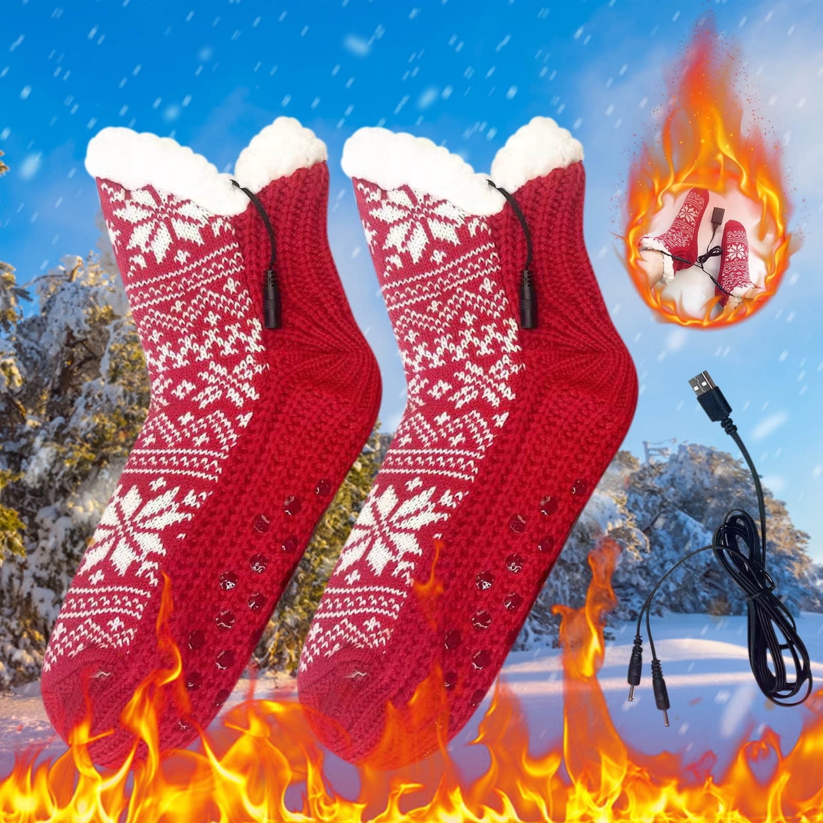 USB Heated Socks for Men & Women | Rechargeable Battery-Powered Warm ...