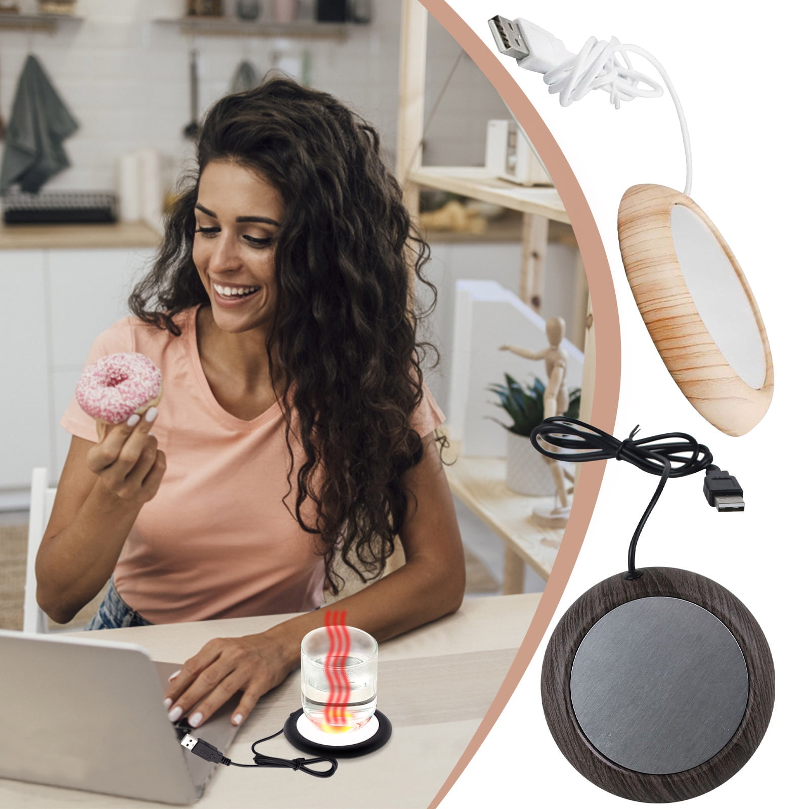 USB Heating Cup Mat, Stainless Steel Base, Thermostatic Control, Sleek ...