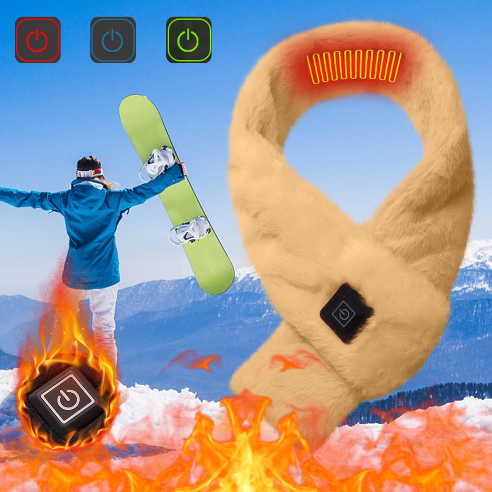 USB Heating Scarf with Invisible Zipper,3-Speed Temperature Control ...