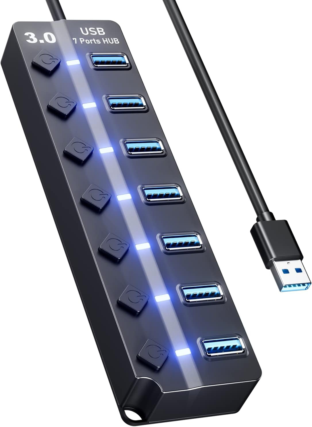 USB Hub 3.0, 7-Port USB Data Hub Splitter,USB Extension for Laptop,USB Multiple Port Adapter ...