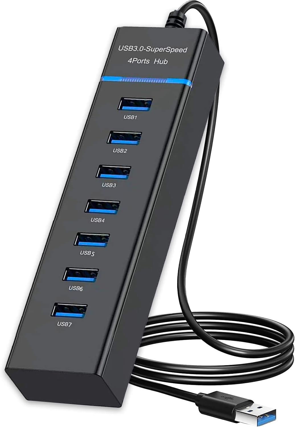 USB Hub 3.0, 7-Port USB Data Hub Splitter for Laptop, PC, MacBook, Mac ...