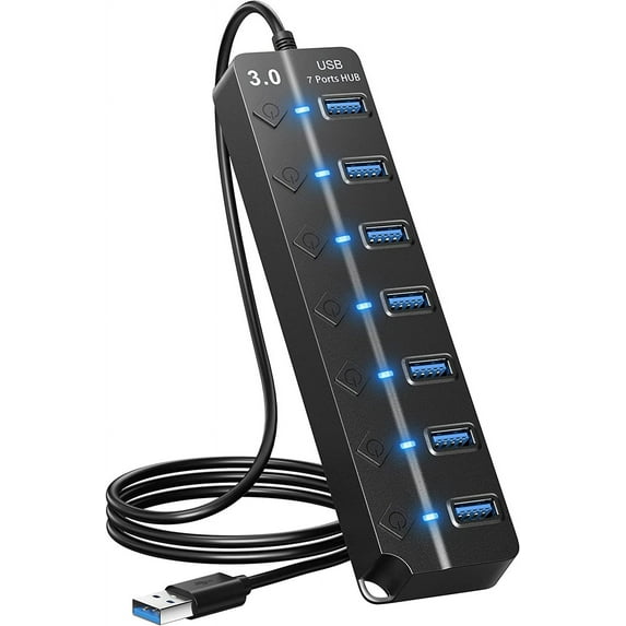 USB Hub 3.0, 7-Port USB Hub Splitter with Individual On/Off Switches ...