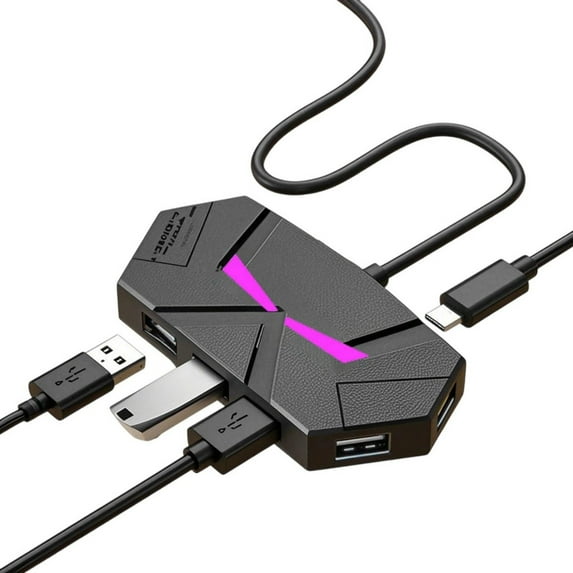 USB Hub 7 Port USB2.0 Splitter Adapter Space Saving Compatible Multiple ...