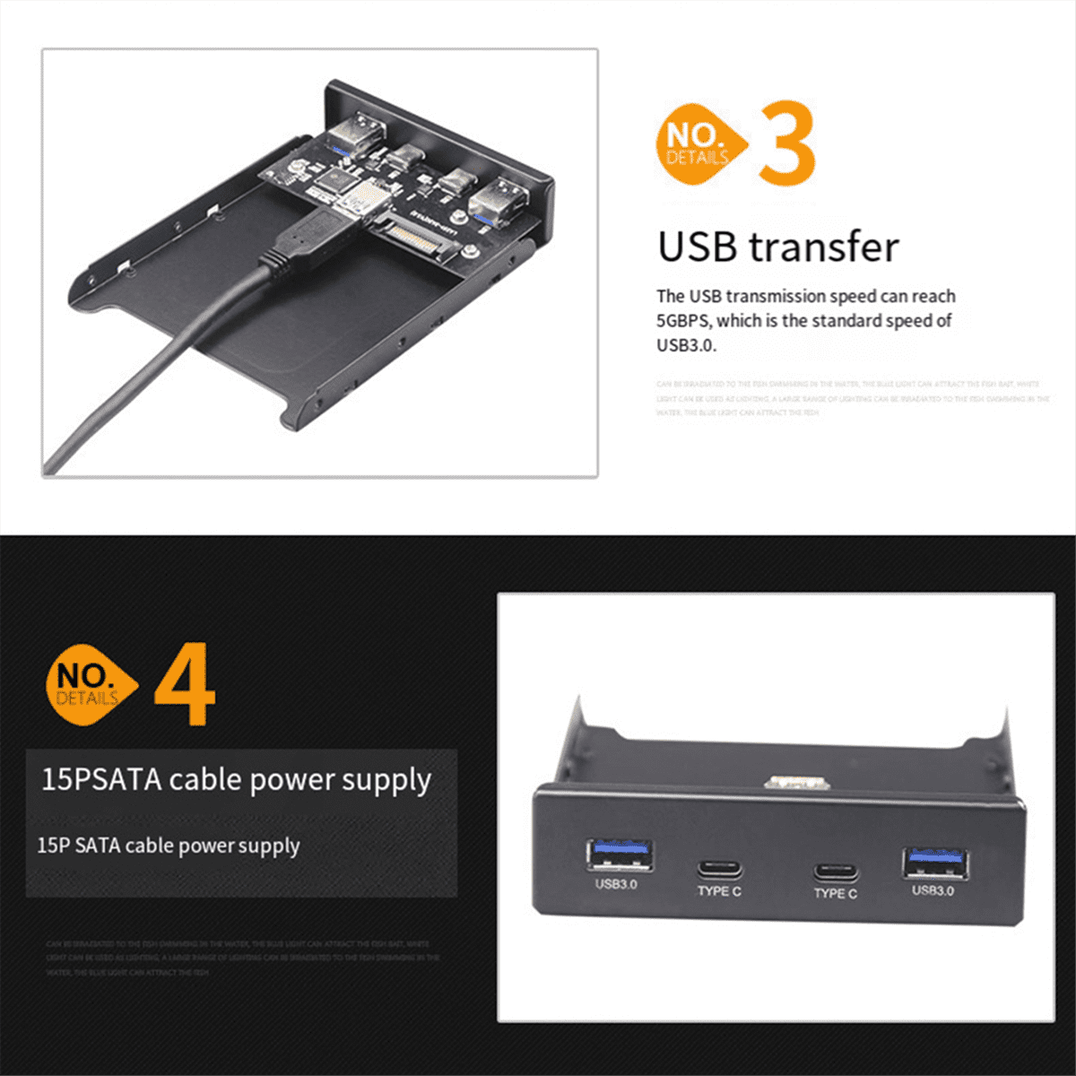 USB Hub USB C Hub 3.5 Inch Floppy Drive Front Panel 2 Port USB 3.0 + 2 ...