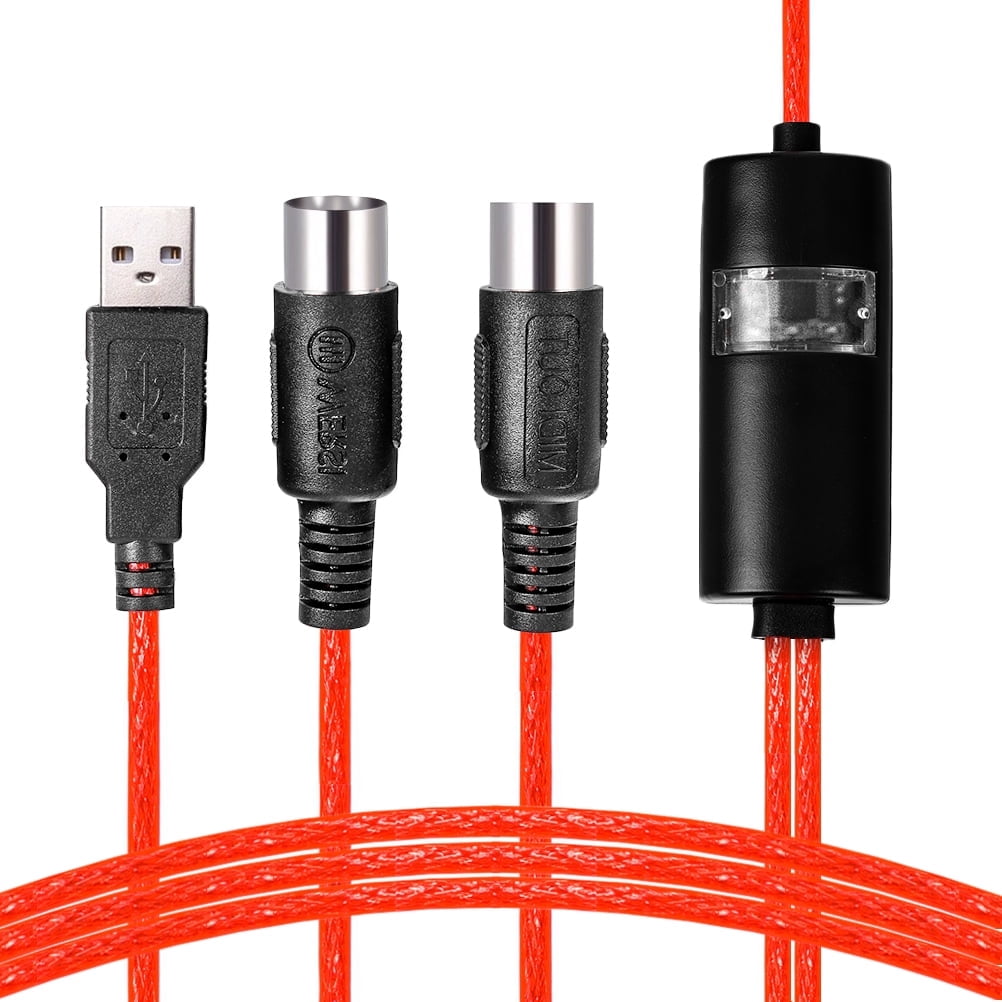 USB IN-OUT MIDI Cable Converter PC to Music Keyboard Adapter Cord ...