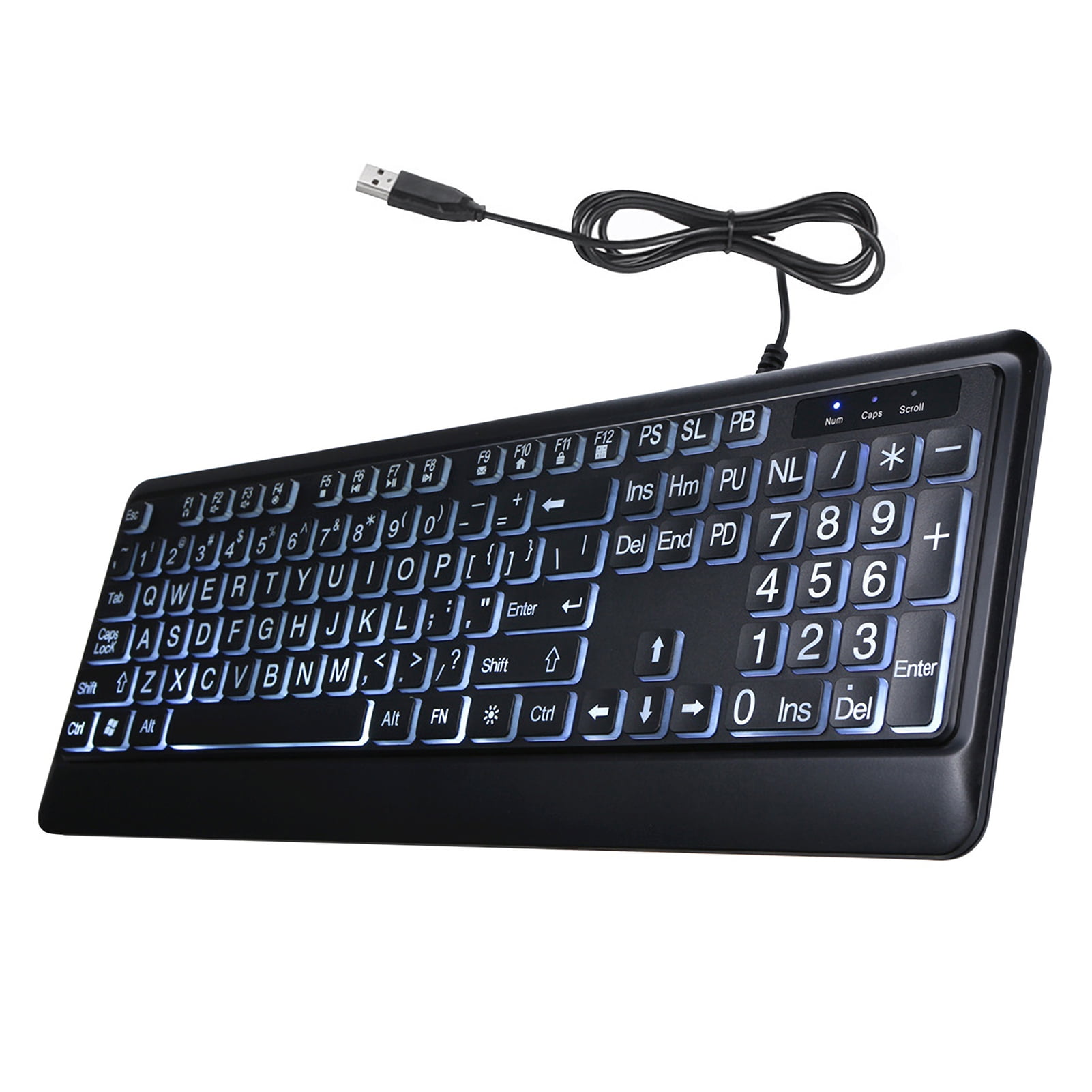 USB Interface Large Print Backlit Wired Keyboard - Walmart.com