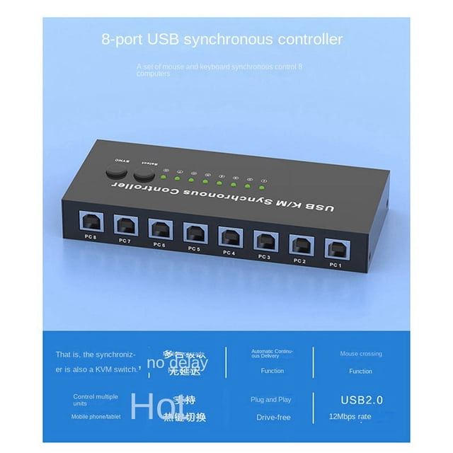 USB K/M Synchronous Controller 8-Port KVM Switch Multiple Computers ...